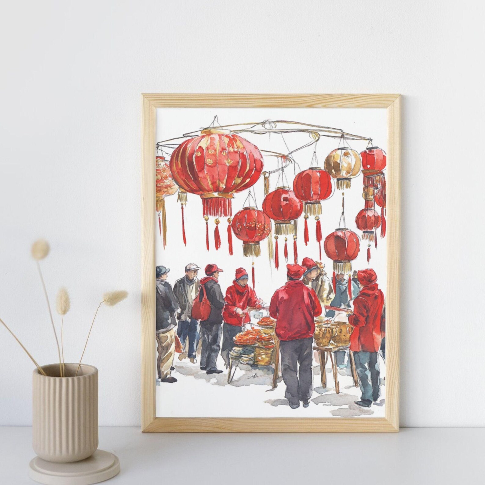 Watercolor Chinese New Year Clipart: Lunar Celebration Scenes (digital ...