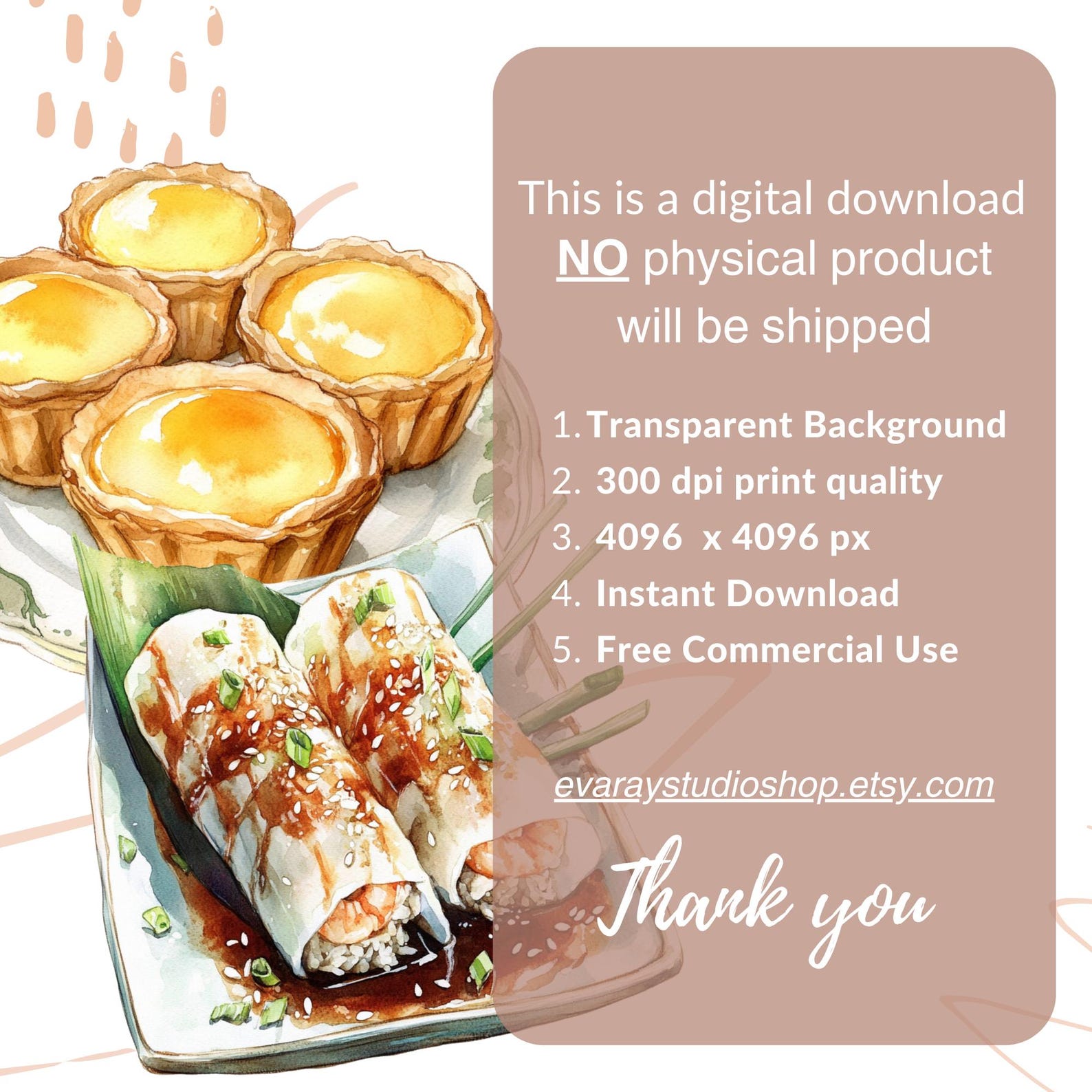 Chinese Dim Sum Clipart Set | 18 PNG Images | Asian Cuisine Art | Food ...