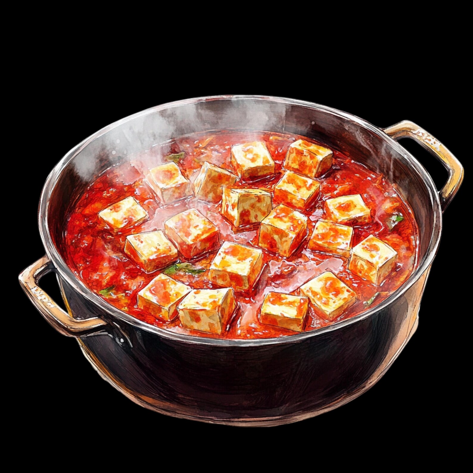 Mapo Tofu Watercolor Clipart Set: Chinese Food PNG Images (digital ...