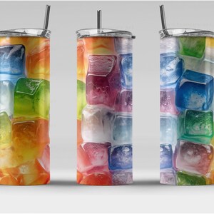 3D Tumbler Wrap Colorful Ice Cubes 3D Sublimation Design - Etsy