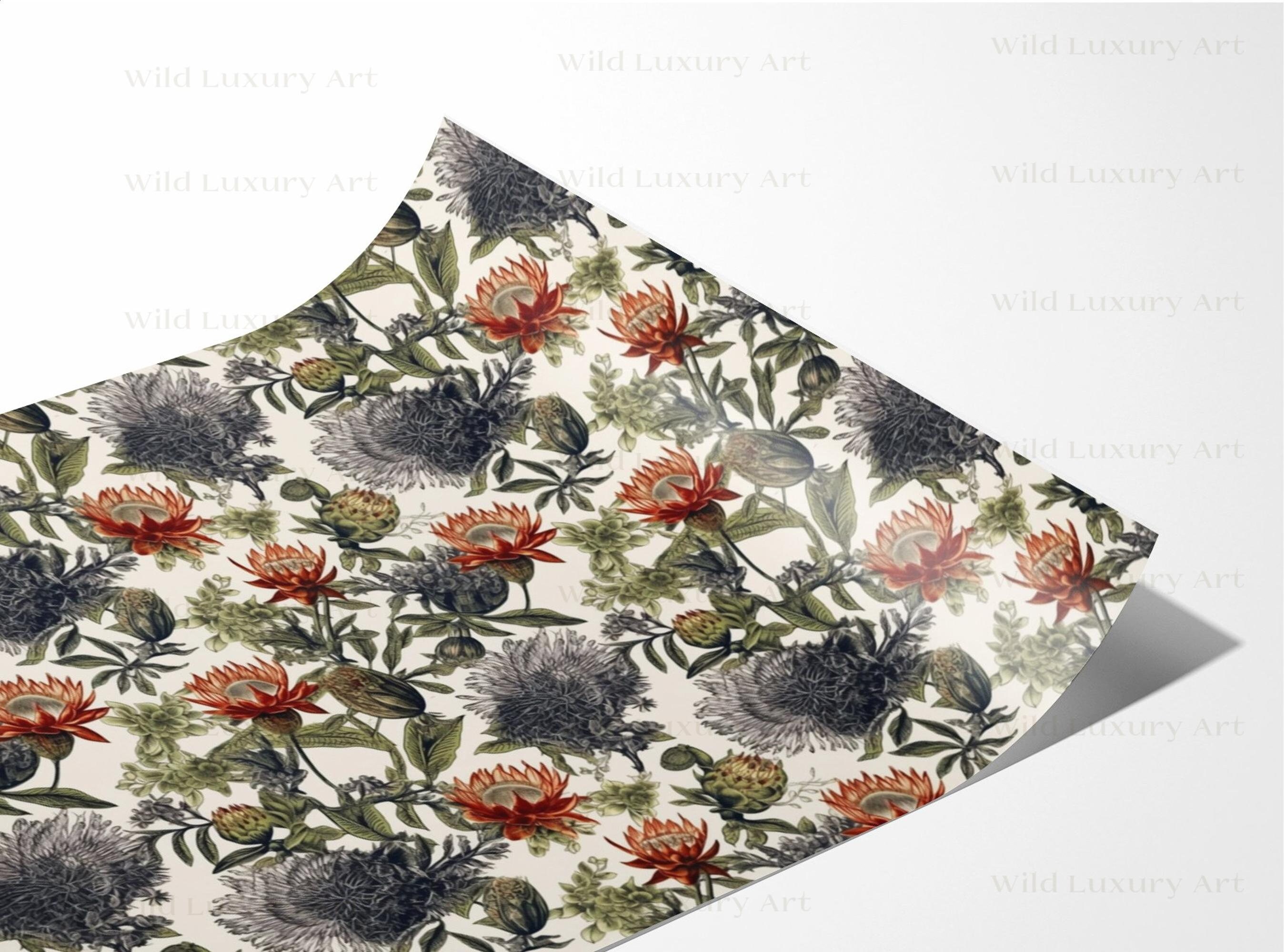 Seamless Vintage African Wild Roses Pattern Digital File - Etsy