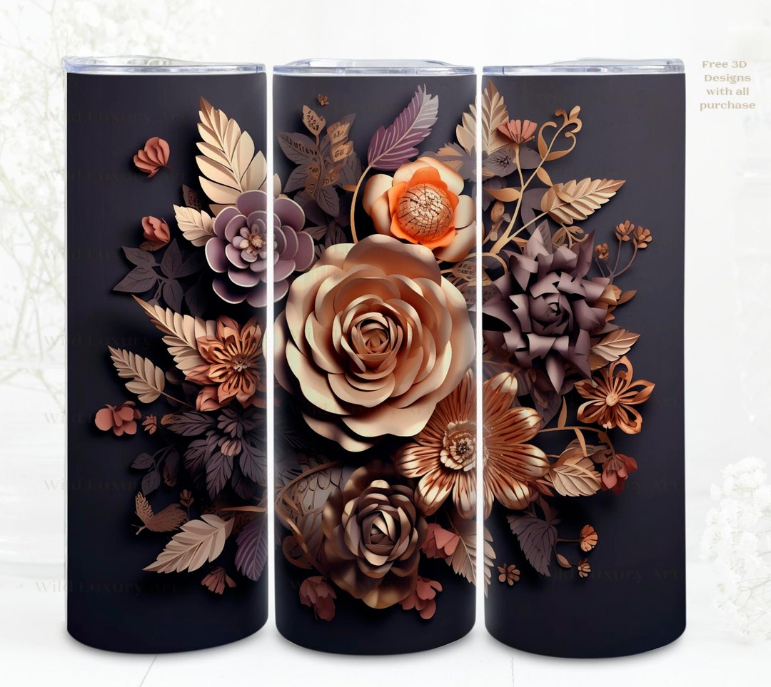 3D Tumbler Wrap Lux Papercraft Bronze Florals 3D Sublimation - Etsy