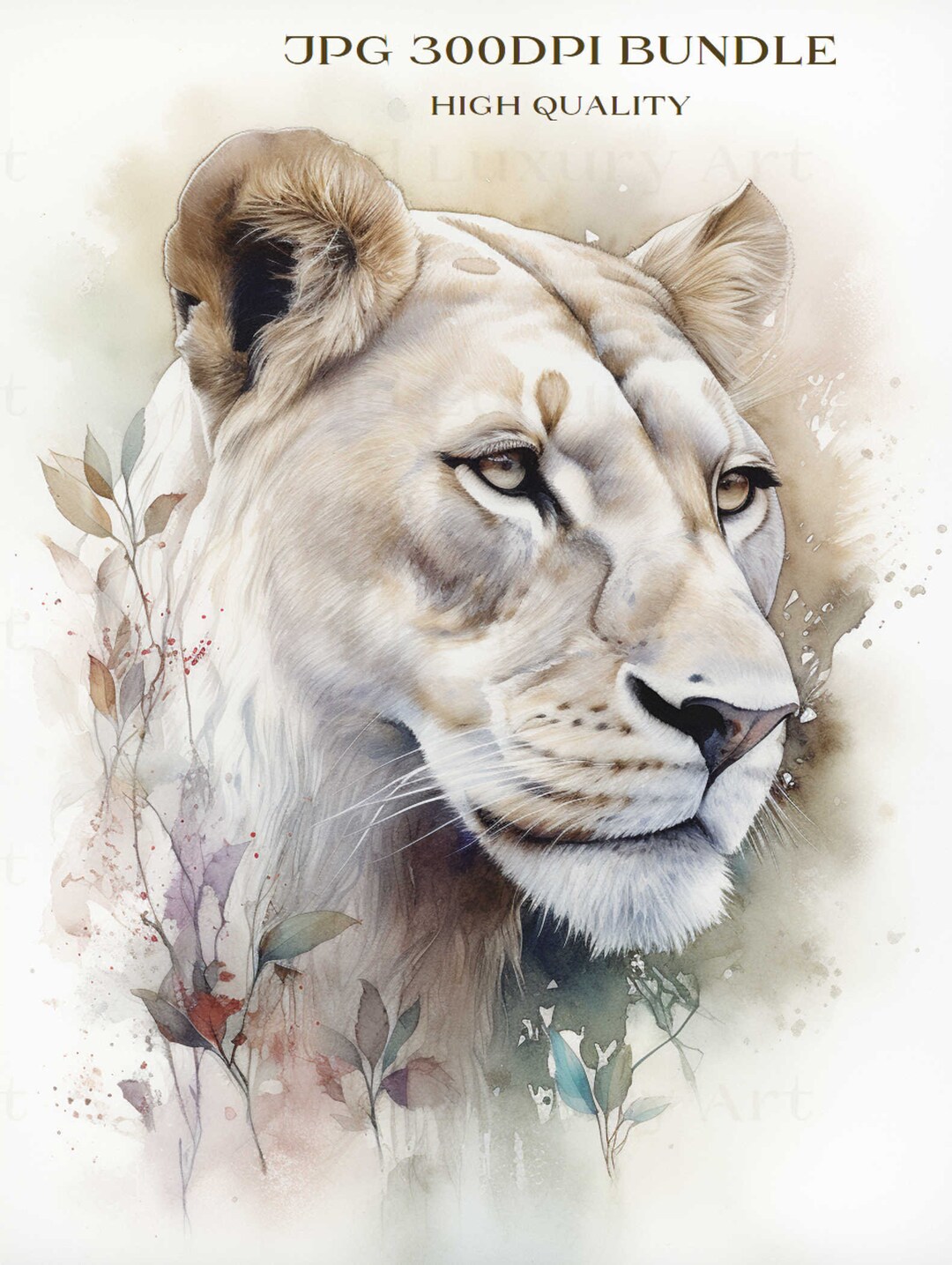Female Lion Watercolor Beautiful Wildlife Wall Art Realistic - Etsy