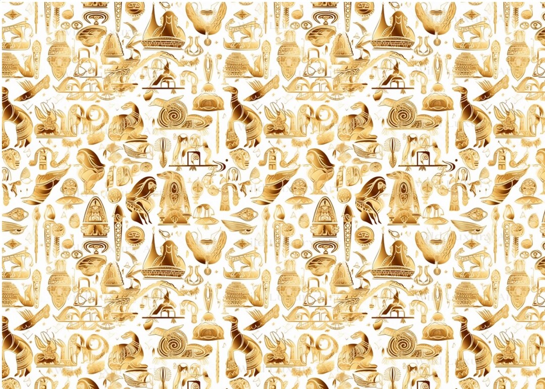 Seamless Egyptian Hieroglyphs Gold Pattern Digital File Papers - Etsy