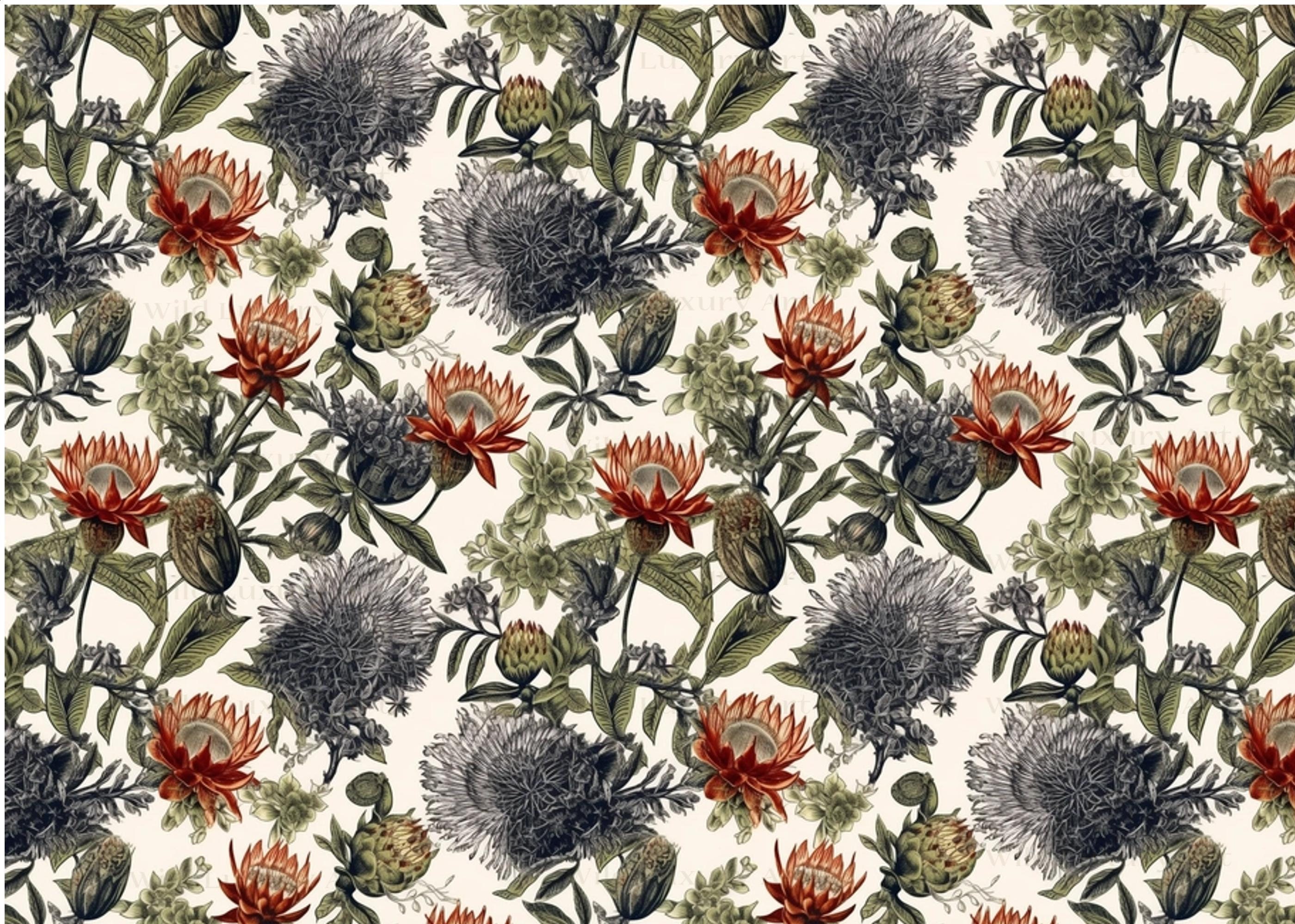 Seamless Vintage African Wild Roses Pattern Digital File - Etsy