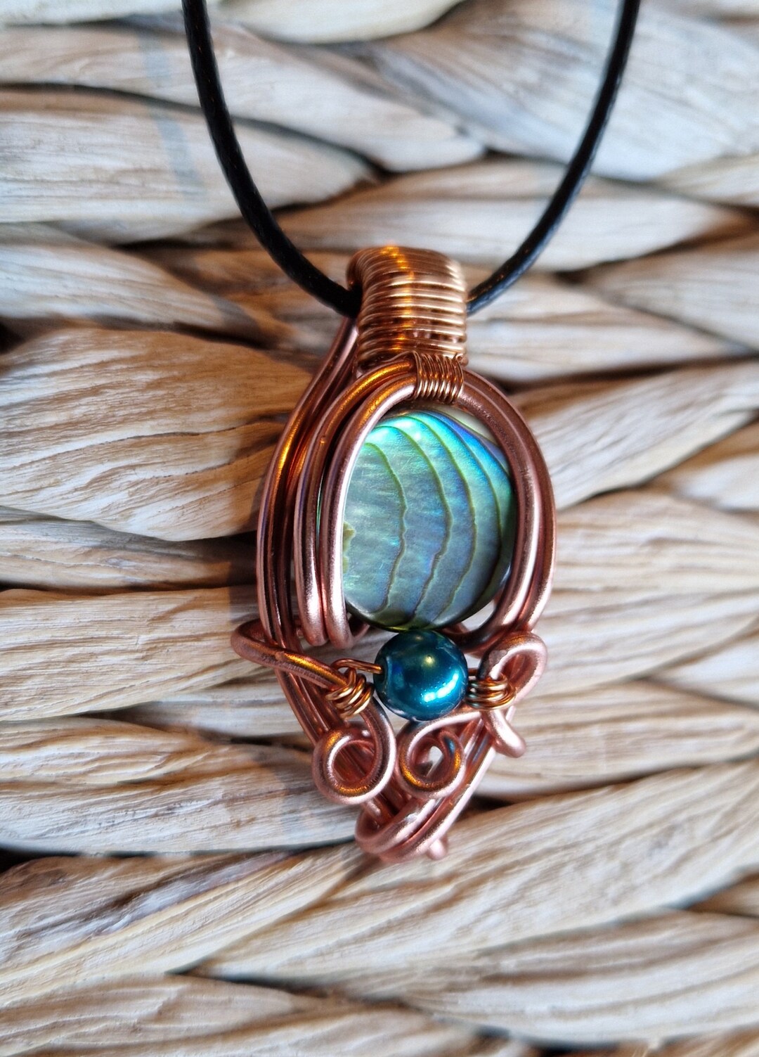 Copper and Abalone Elven Pendant. - Etsy