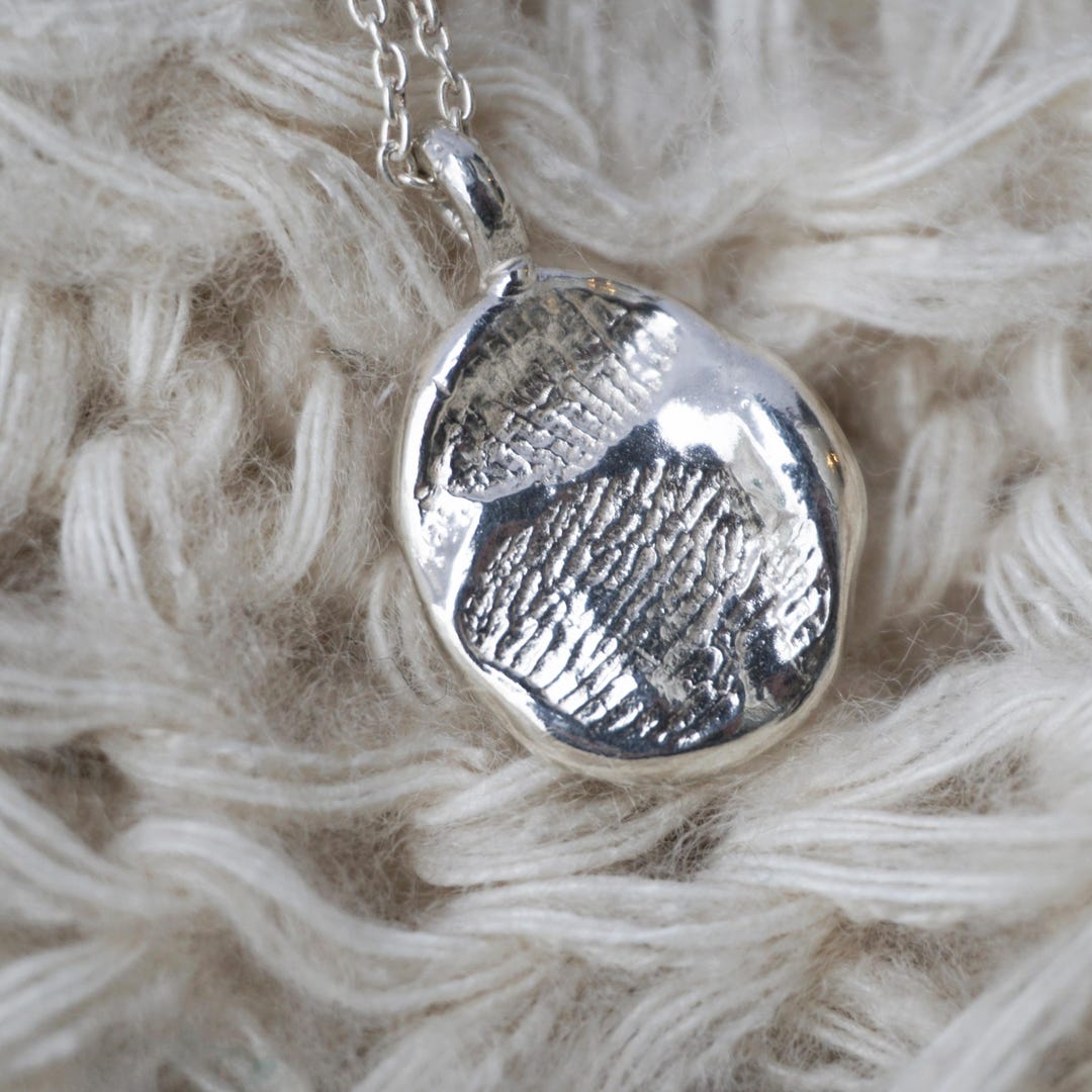Custom Fingerprint Necklace, 925 Silver Gemstone Necklace, Keepsake ...