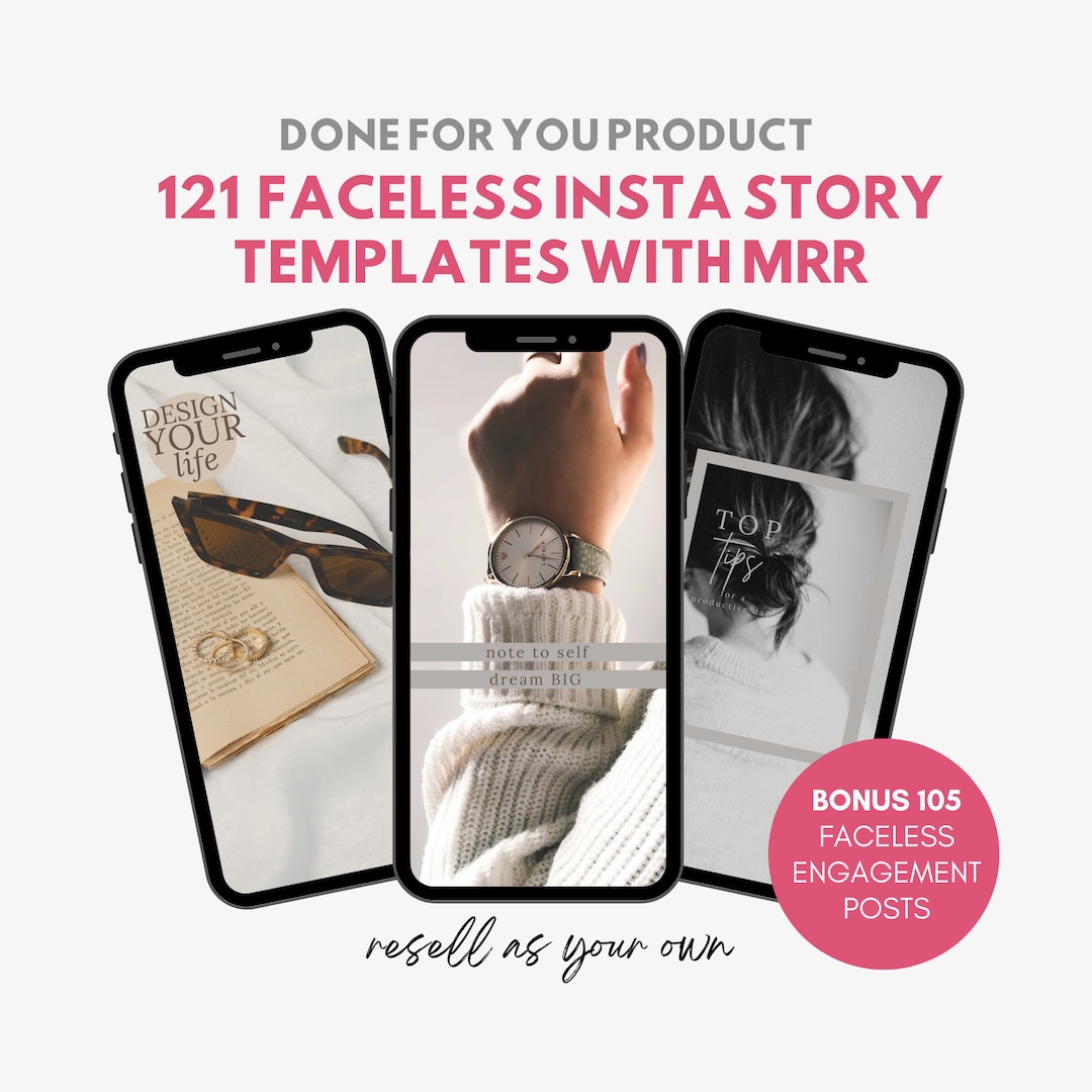 Faceless Instagram Story Template With MRR & PLR. Instagram Aesthetic ...