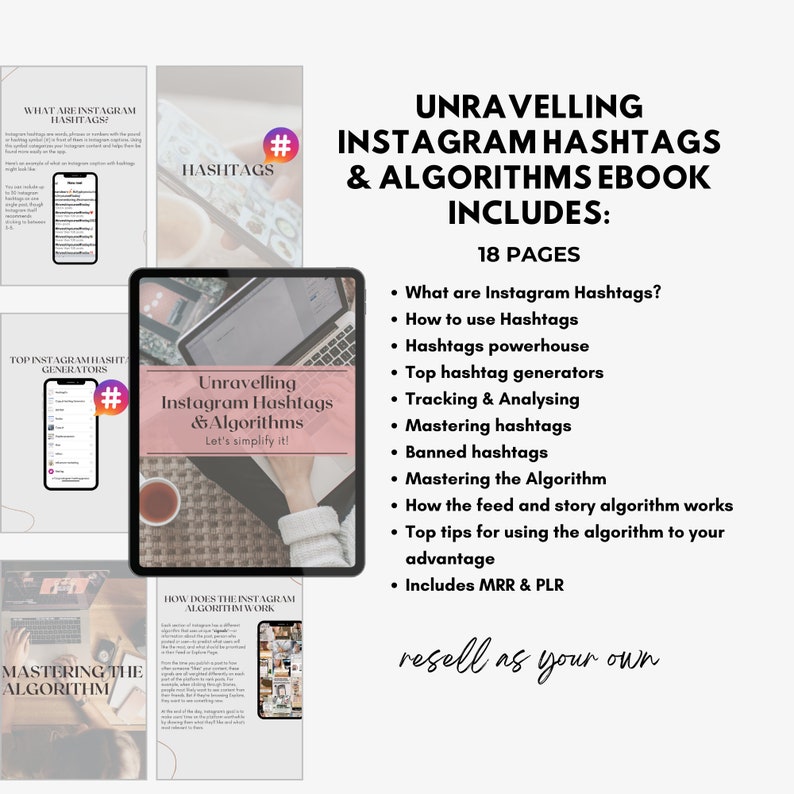 Instagram Guide Ebook MRR & PLR. Resell Ebook. Faceless Instagram Content. Instagram Algorithm ...