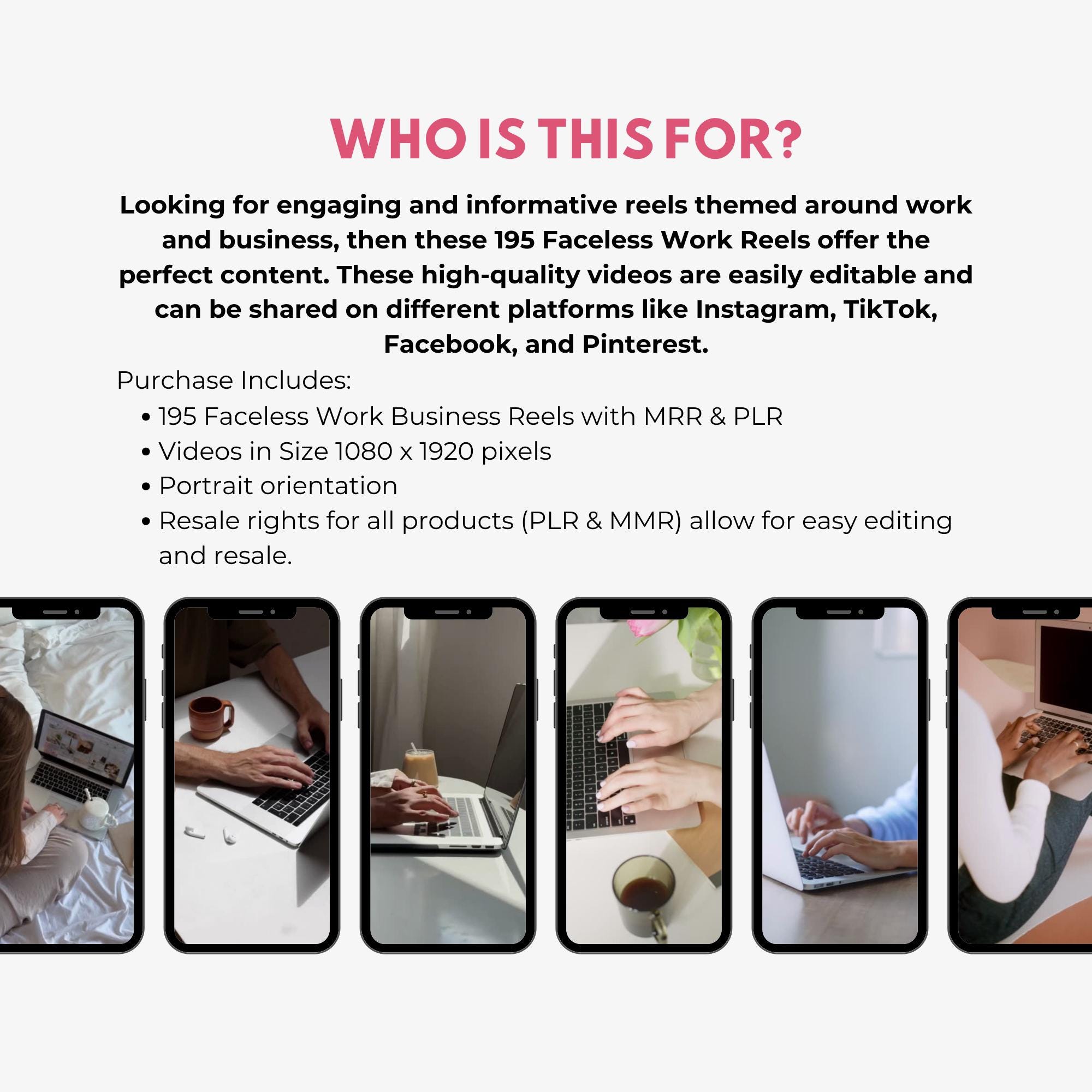 Faceless Work Reels With PLR MRR. Laptop Reels. Business Reels ...