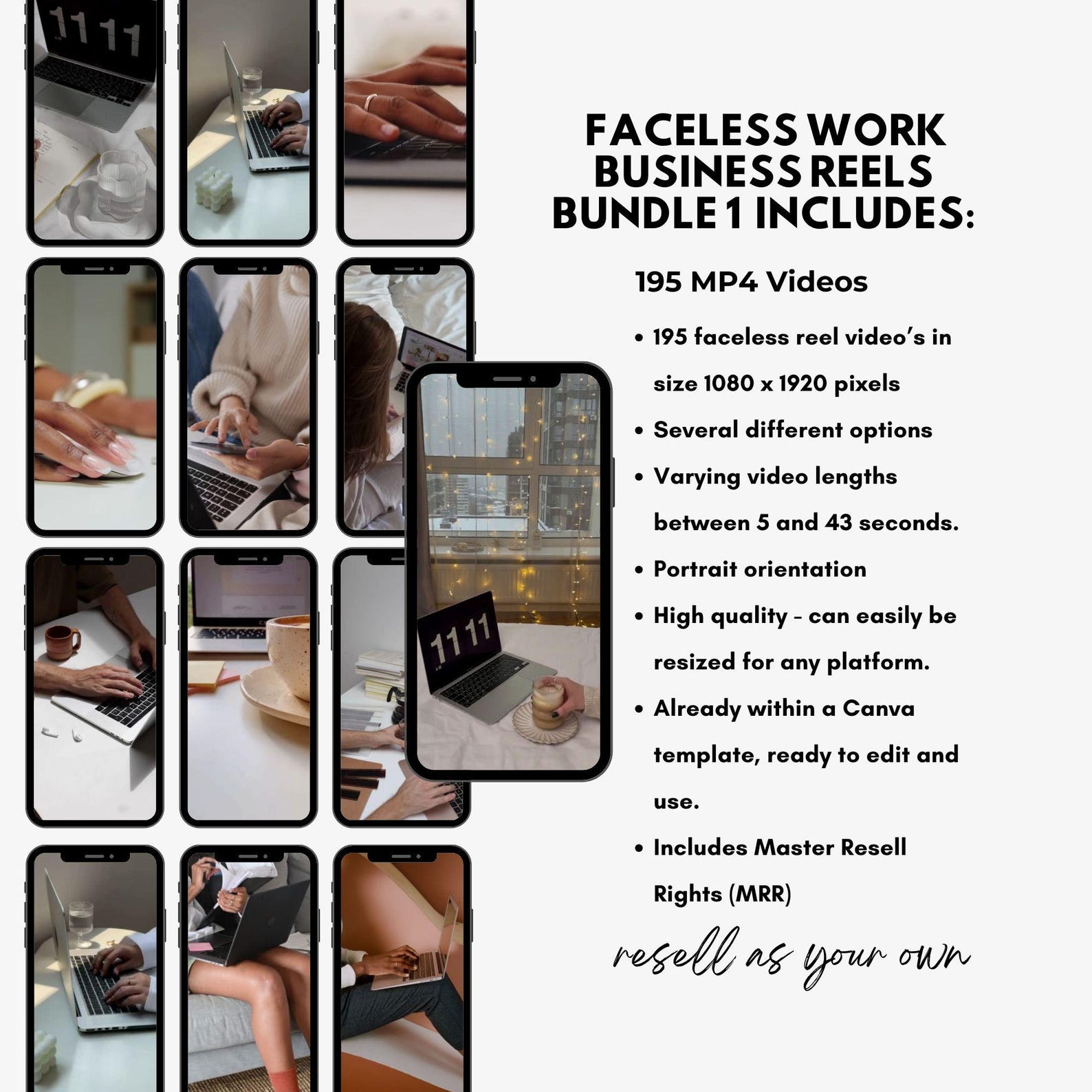 Faceless Work Reels With PLR MRR. Laptop Reels. Business Reels ...