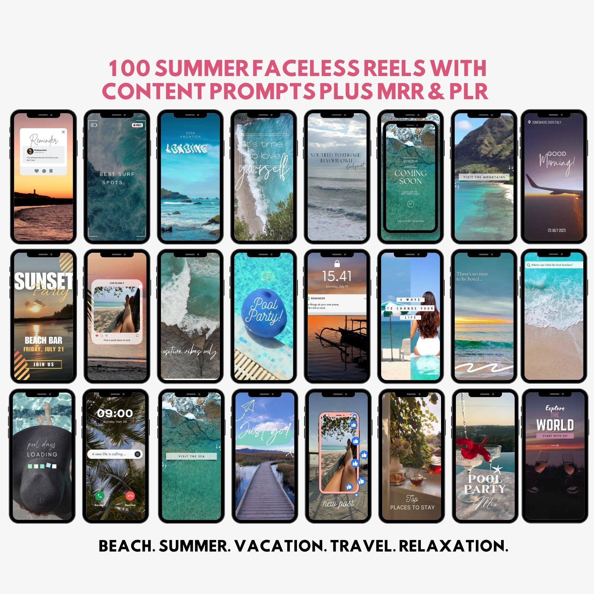 Faceless Beach Summer Travel Reels With PLR MRR Including Content ...