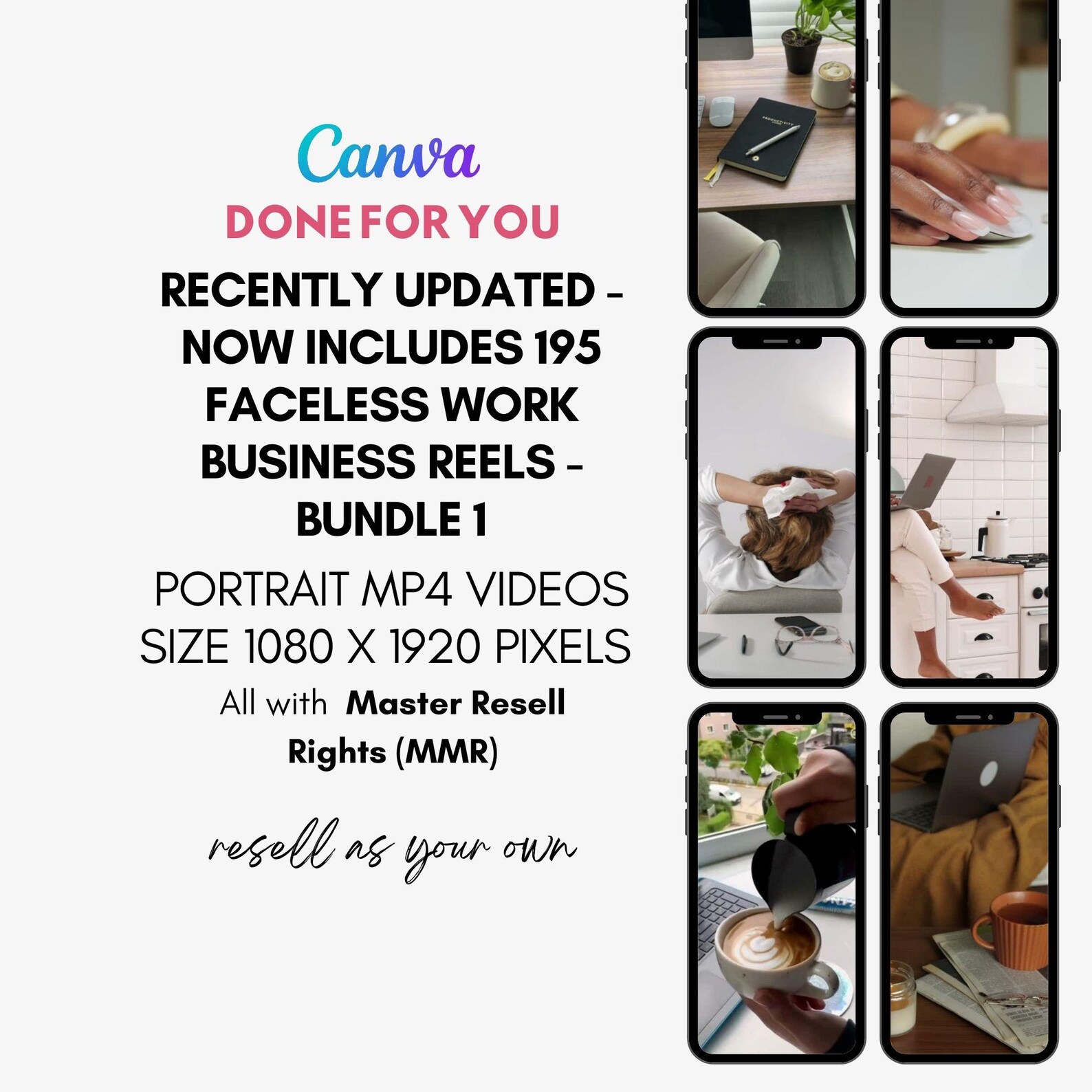 Faceless Work Reels With PLR MRR. Laptop Reels. Business Reels ...