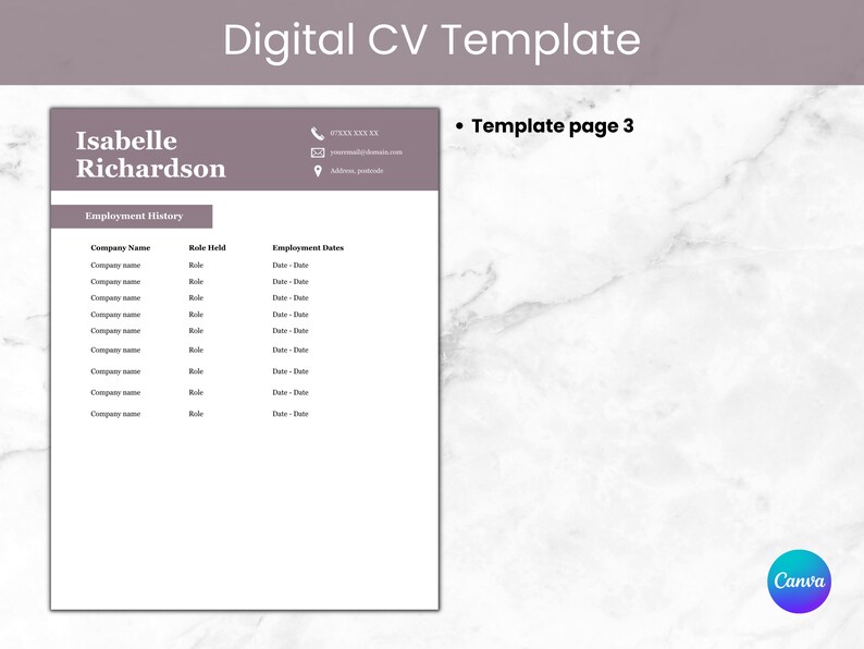 CV / Resume Template Fully Editable, Including Suggested Wording in ...