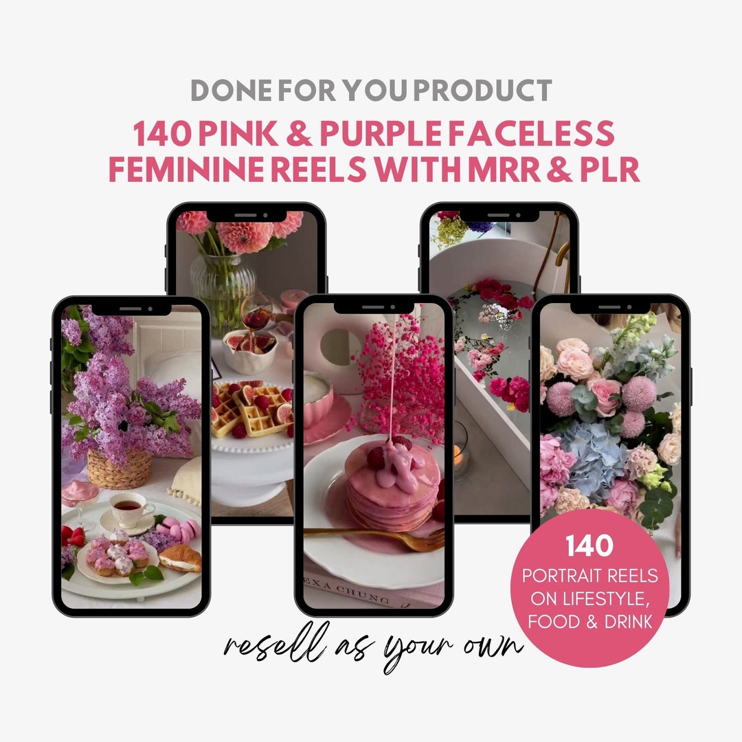 Faceless Pink Reels With PLR MRR. Flower Reels. Food Reels. Faceless ...