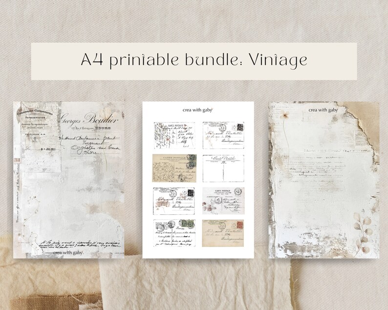 Vintage Printable Set, Aesthetic, Ephemera Design for Journaling ...