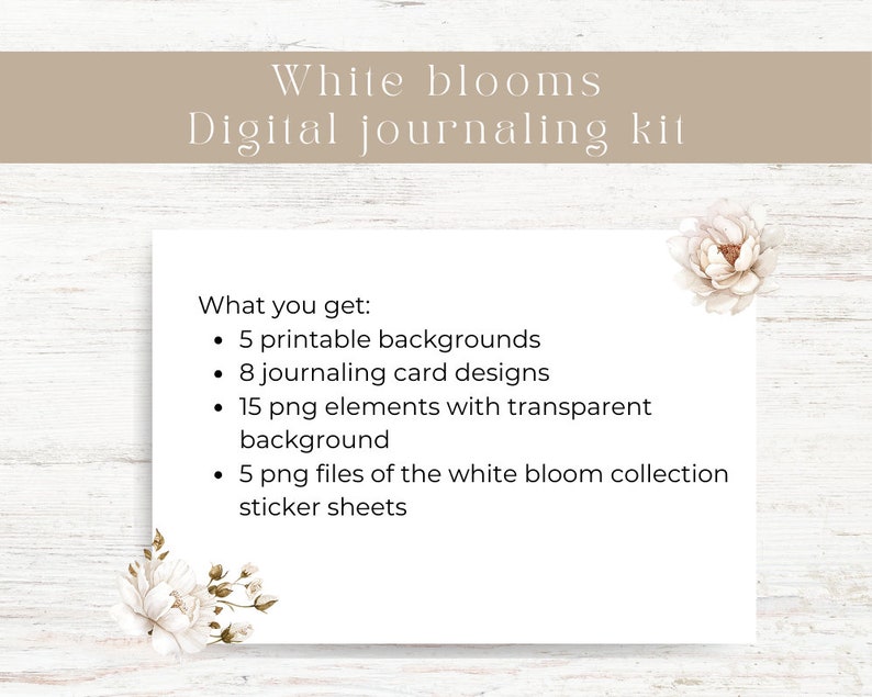 Digital Journaling Kit. Printable Backgrounds, Journaling Cards and PNG ...