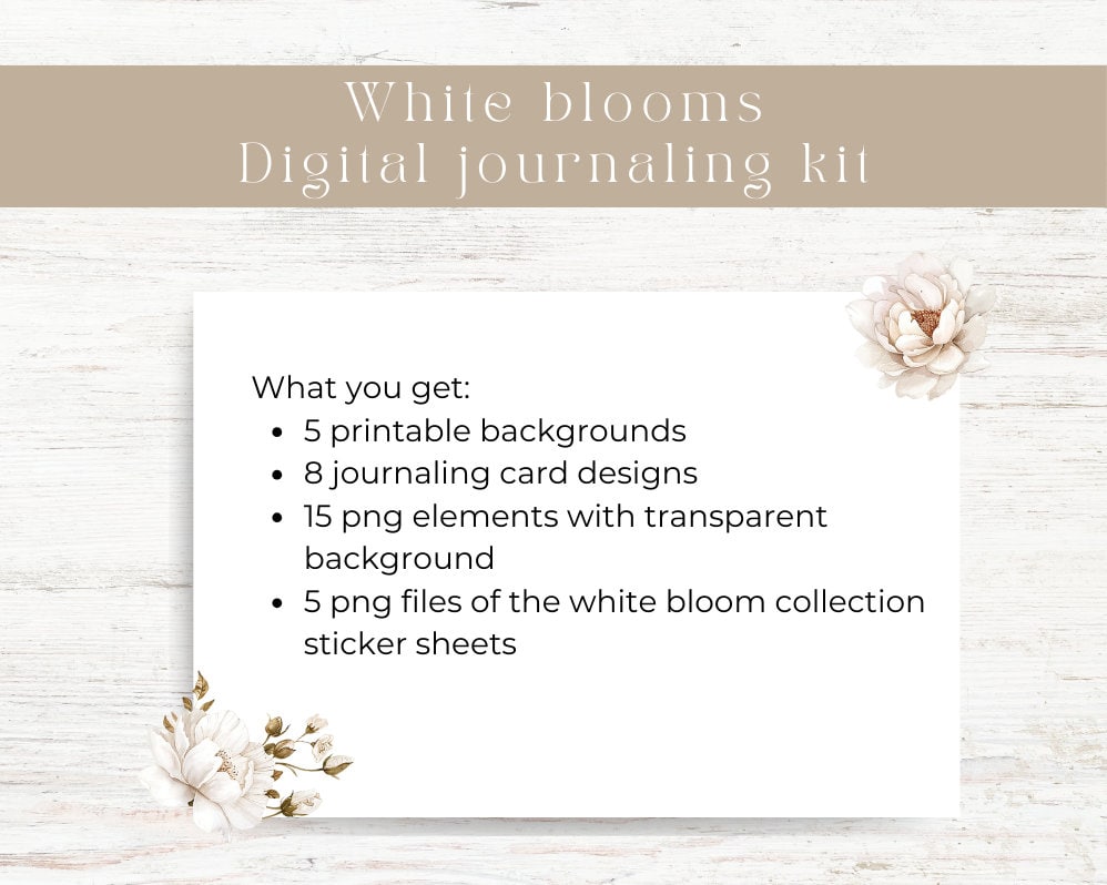Digital Journaling Kit. Printable Backgrounds, Journaling Cards and PNG ...