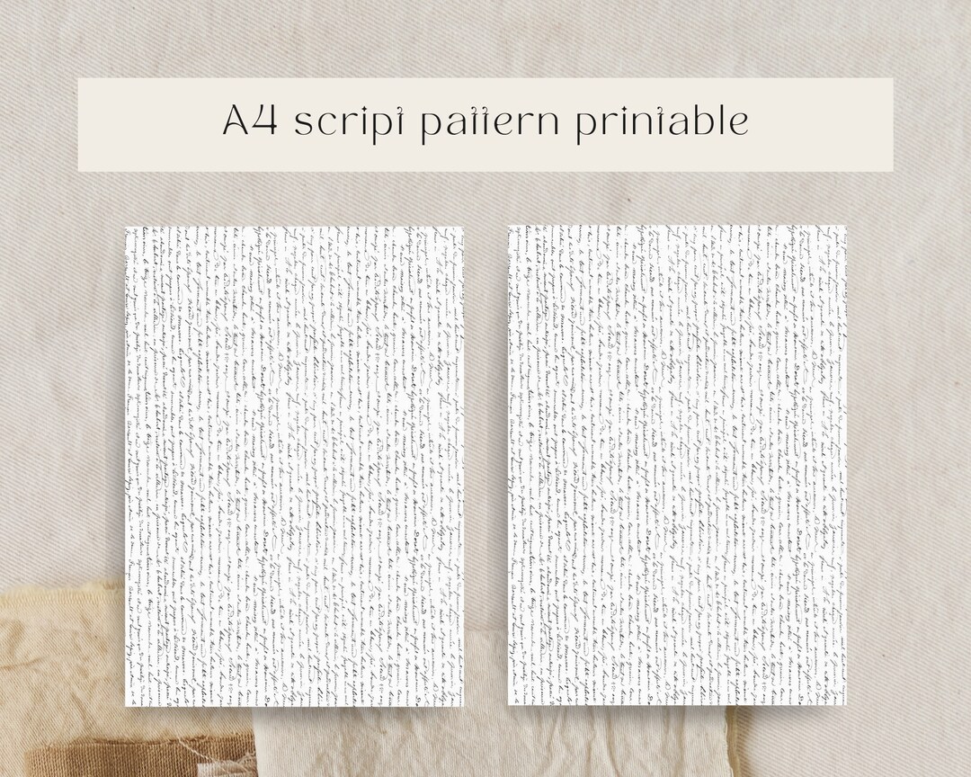Script Pattern, Printable Background for Journaling, Decorations, and ...