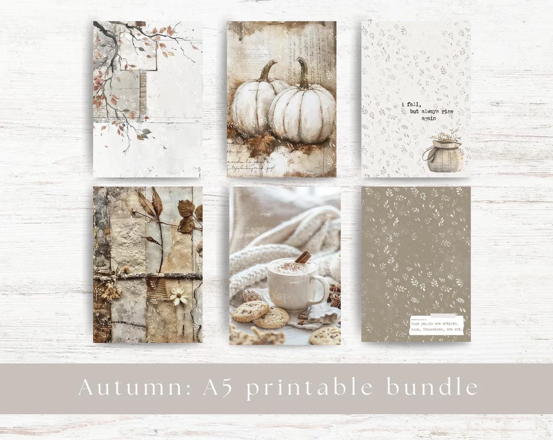 Autumn Printable, Printable Background Bundle. Digital Download, A5 PNG ...