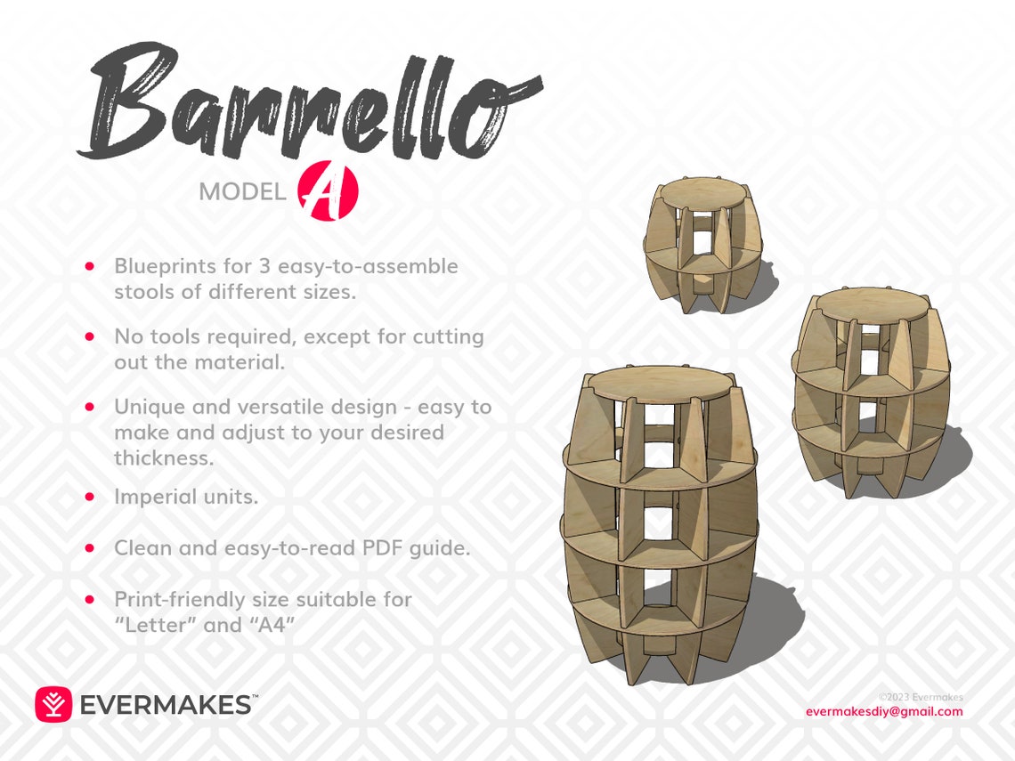 Modular Design Barrel Shaped Stool Model A DIY PDF Building - Etsy