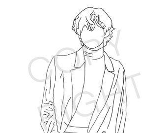BTS Jimin | Park Jimin | Digital Art Line Drawing Downloadable File ...