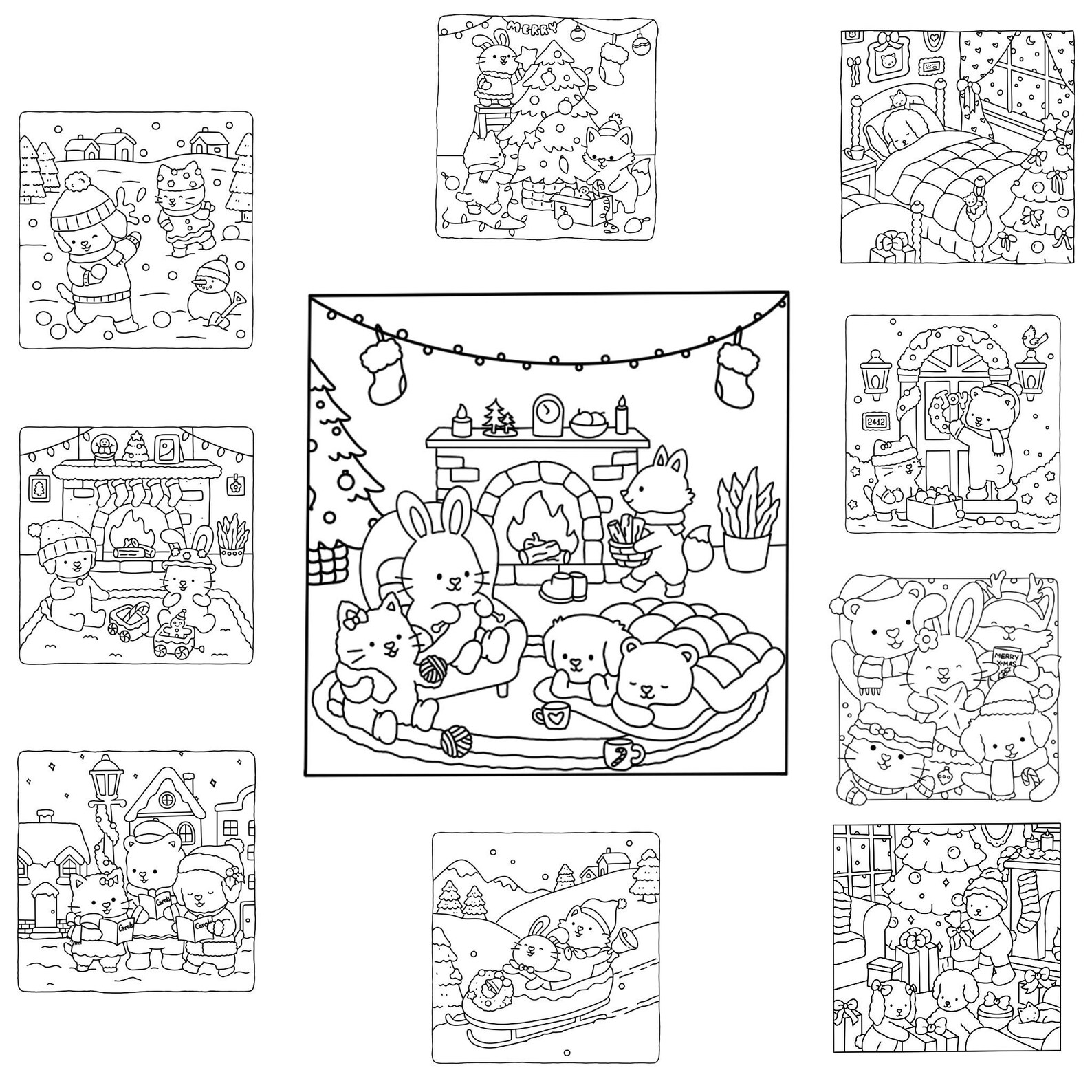 10 Festive Colouring Pages, Christmas Colouring Book Images, Fuzzy ...