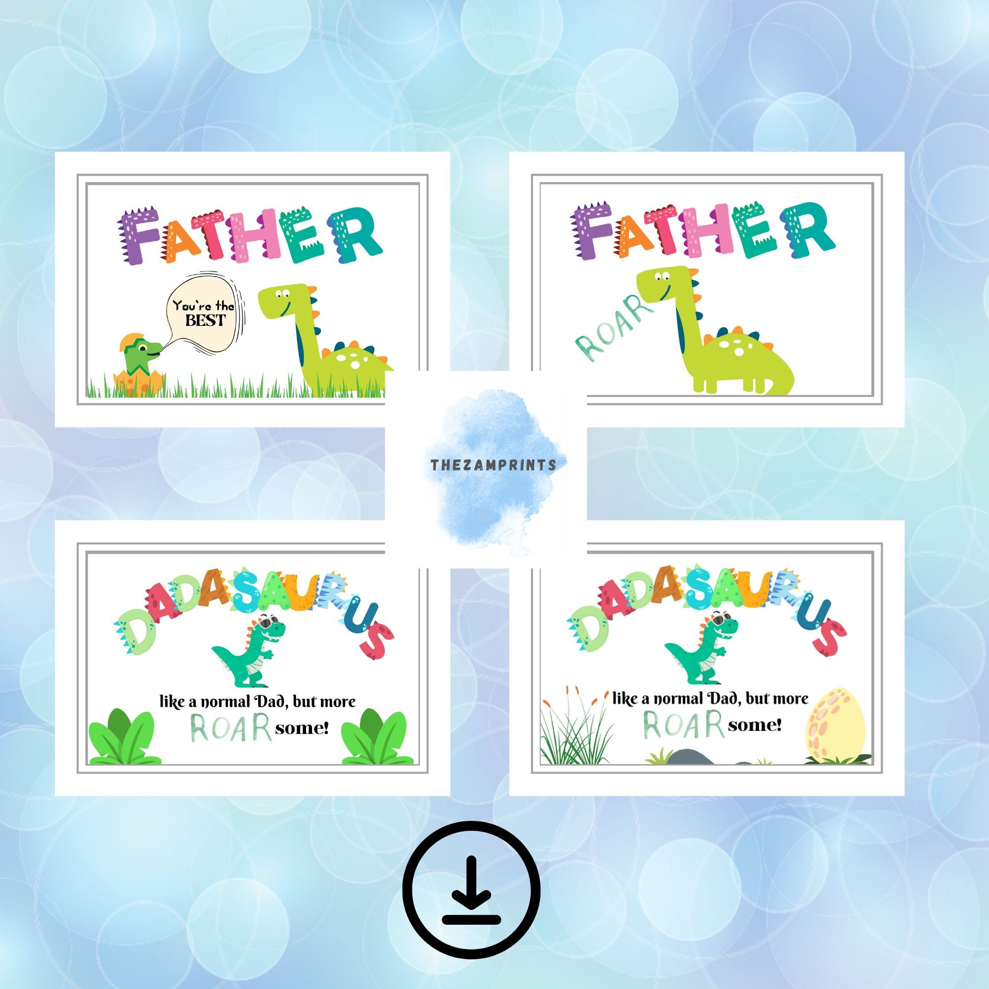 Printable Fathers Day Card Fathers Day Wall Art Prints Dadasaurus Print ...