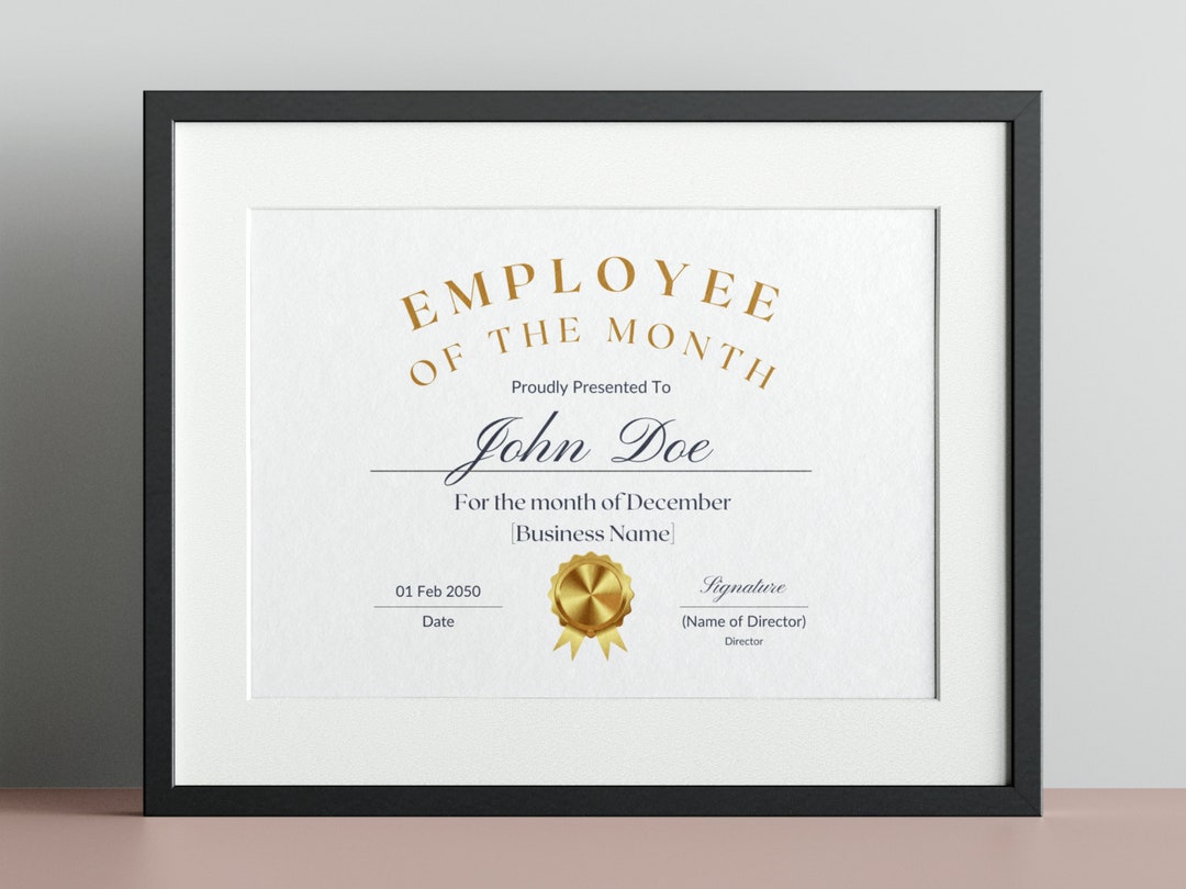 Employee of the Month Certificate Award Template Achievement Business ...