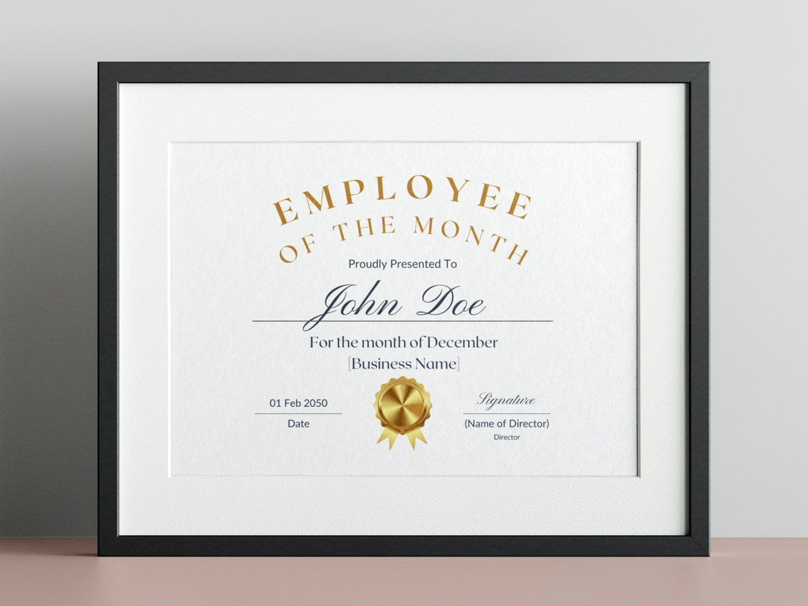 Employee of the Month Award Certificate Award Template Business ...