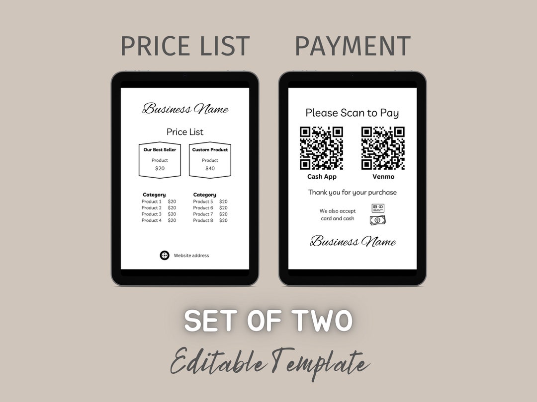 Scan to Pay QR Template Sign Price List Code Business Venmo Custom QR ...