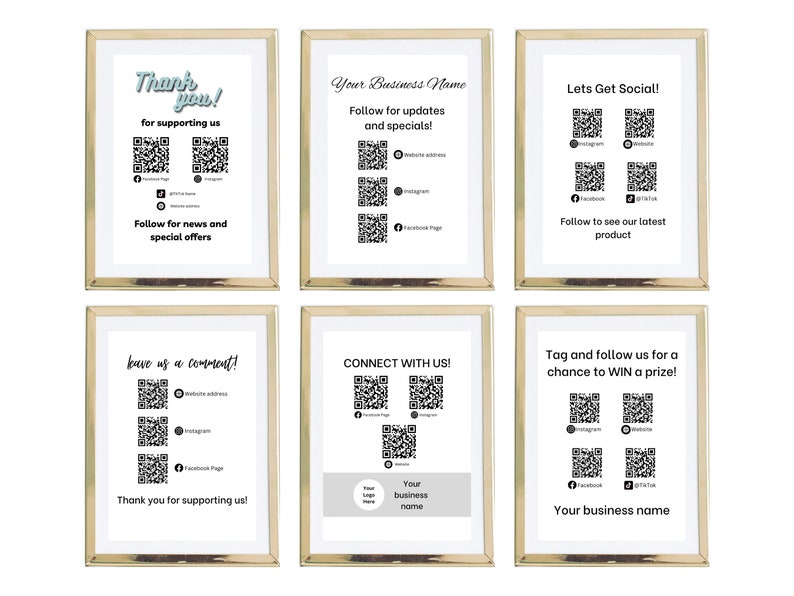 QR Code Sign Event Social Media Business Review Sign Template Custom QR ...