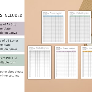 Editable Inventory Product Form Organizer List Tracker Inventory ...