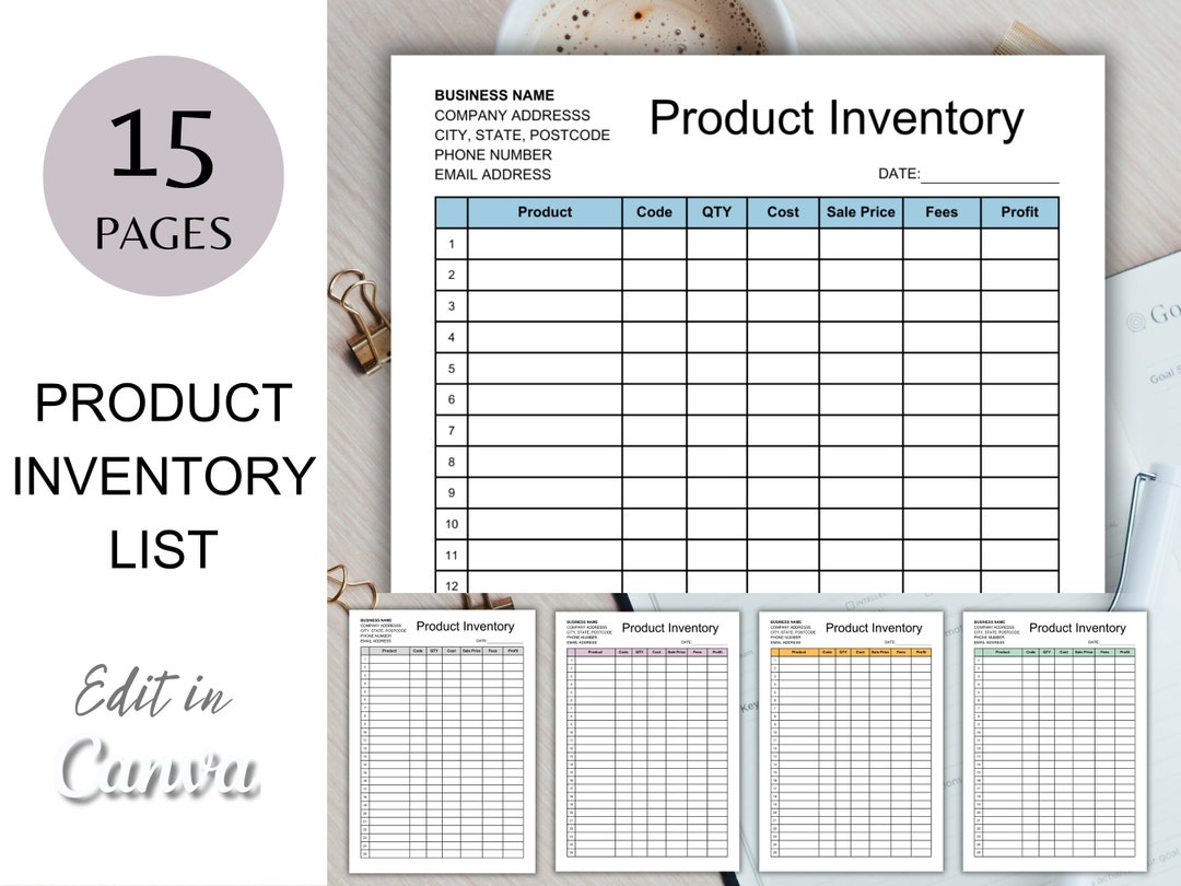 Inventory Product List Tracker Form Editable Inventory - Etsy