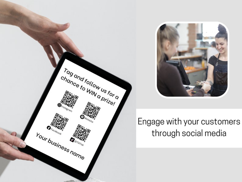 QR Code Sign Event Social Media Business Review Sign Template Custom QR ...