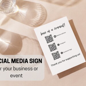 QR Code Sign Event Social Media Business Review Sign Template Custom QR ...