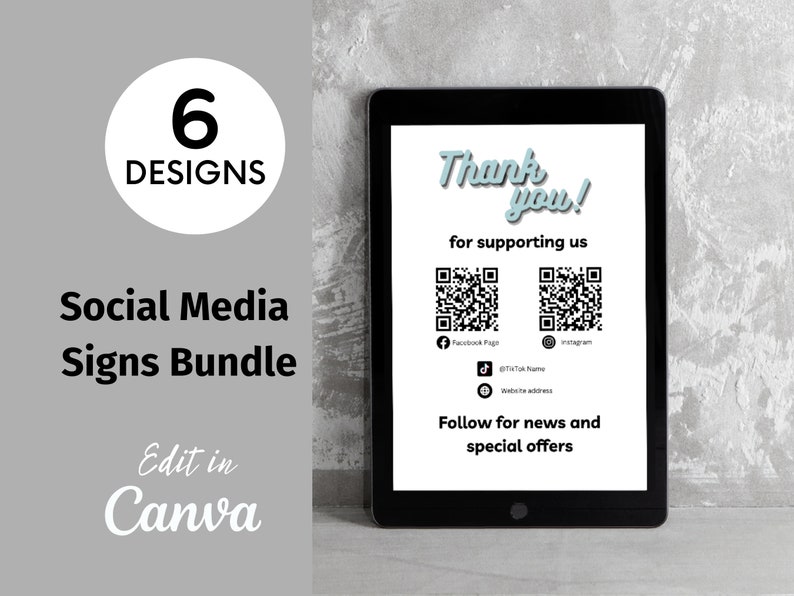 QR Code Sign Event Social Media Business Review Sign Template Custom QR ...