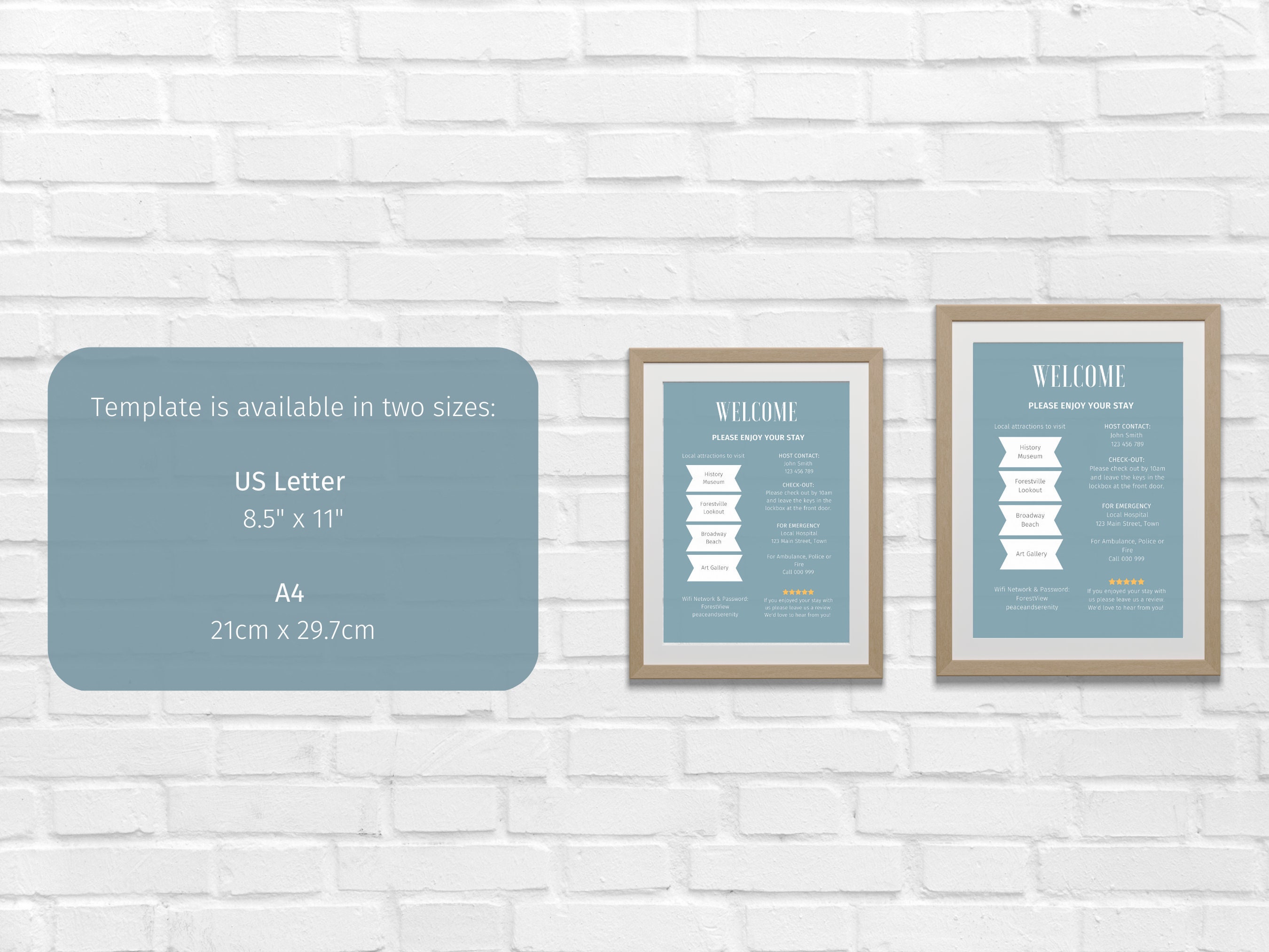 Modern Welcome Sign Display Template Airbnb Rental Printable Guest ...