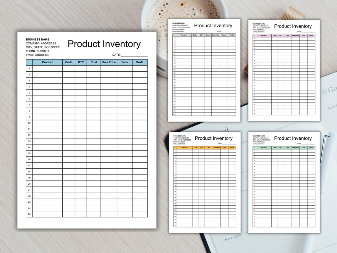 Editable Inventory Product Form Organizer List Tracker Inventory ...