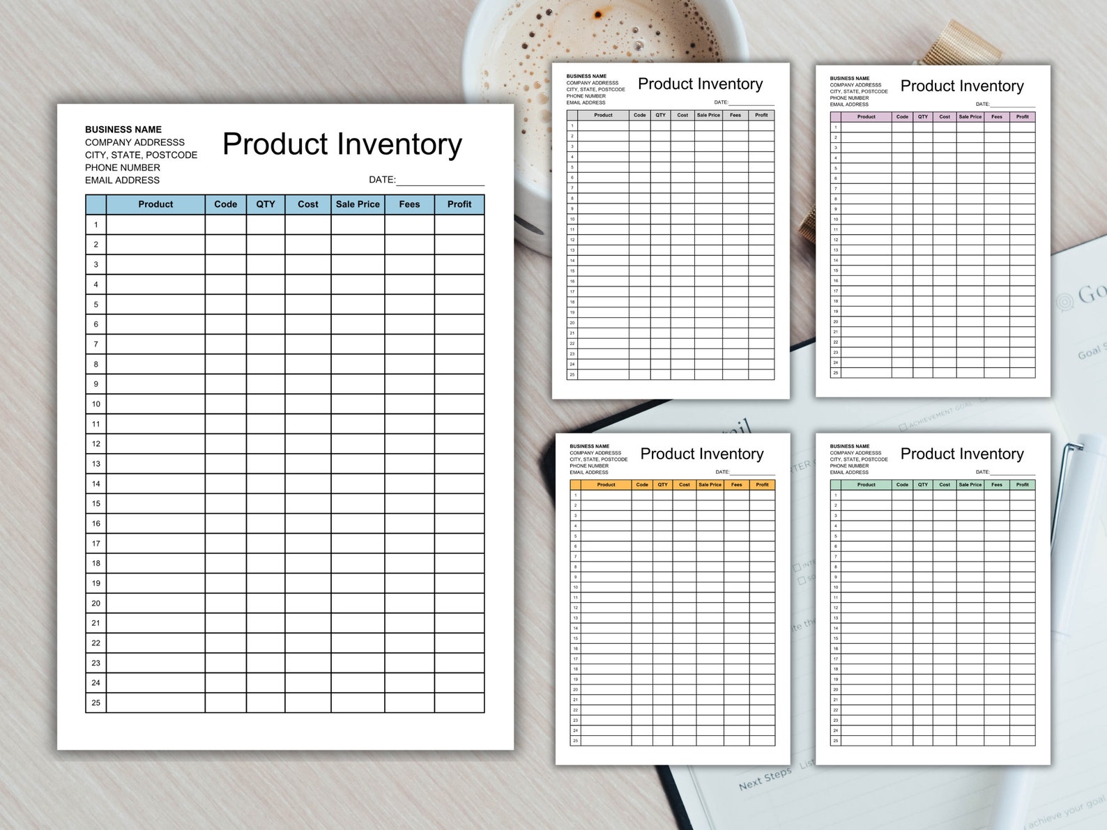 Editable Inventory Product Form Organizer List Tracker Inventory ...
