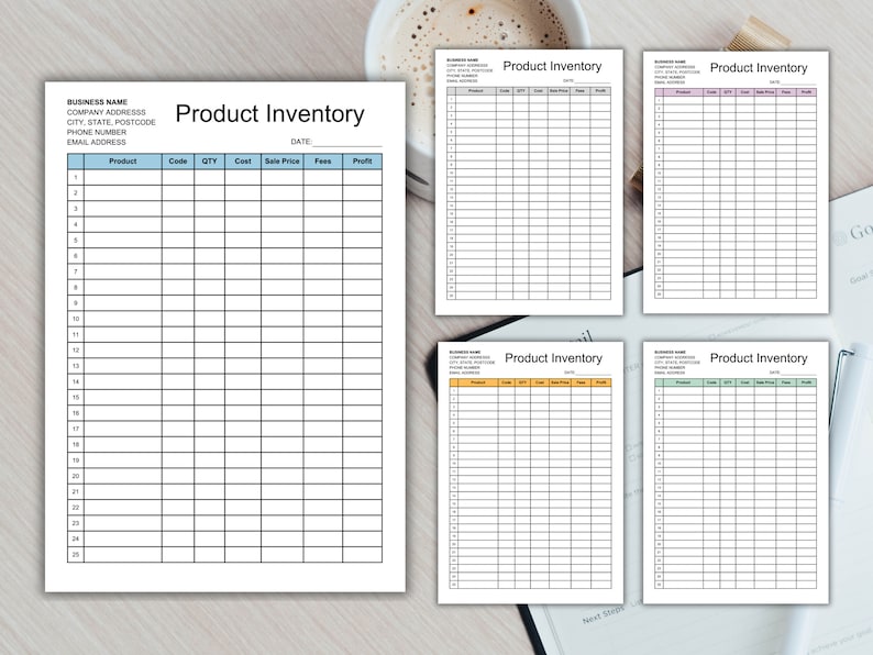 Editable Inventory Product Form Organizer List Tracker Inventory ...