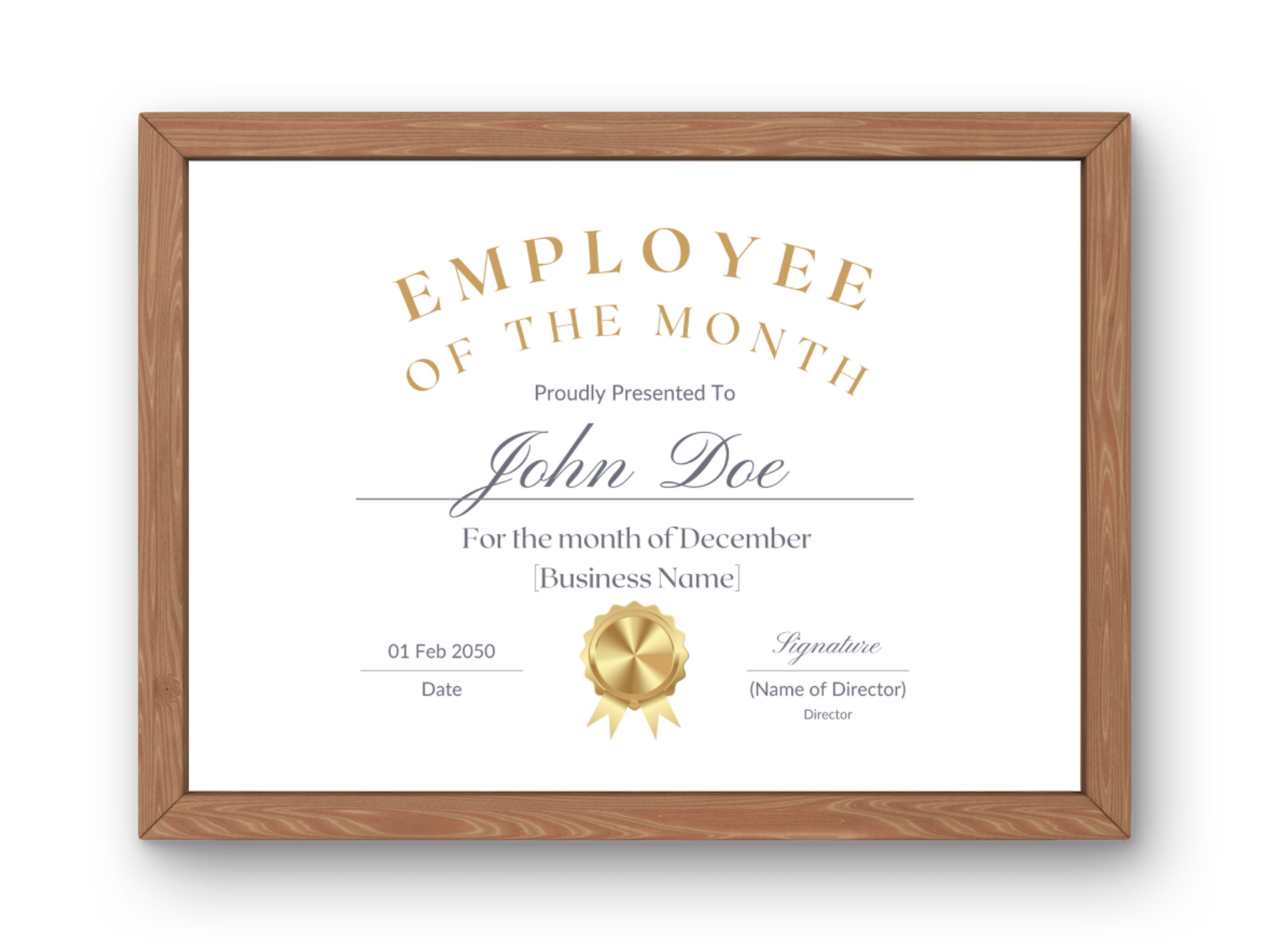 Employee of the Month Award Certificate Award Template Business ...