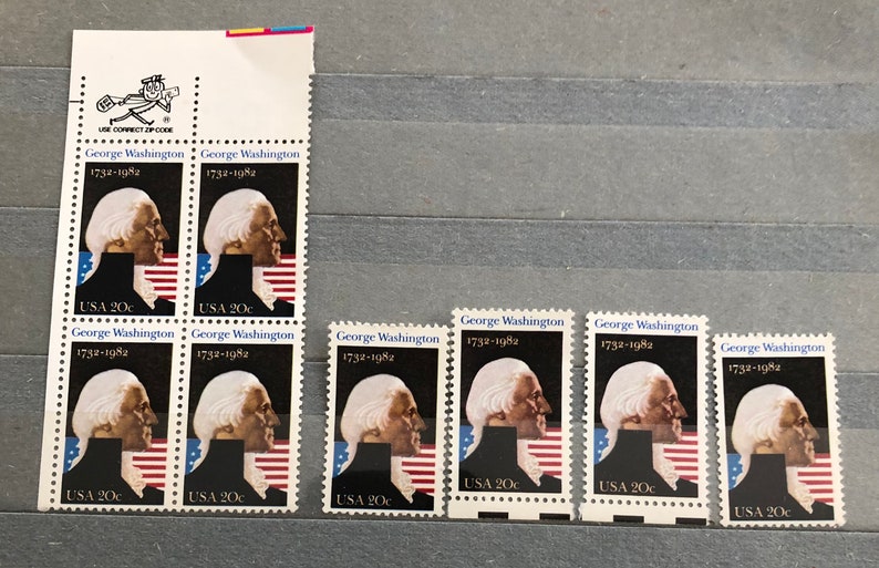 USA Postage 1982 George Washington 20 Cent Stamps Set of 8 New - Etsy