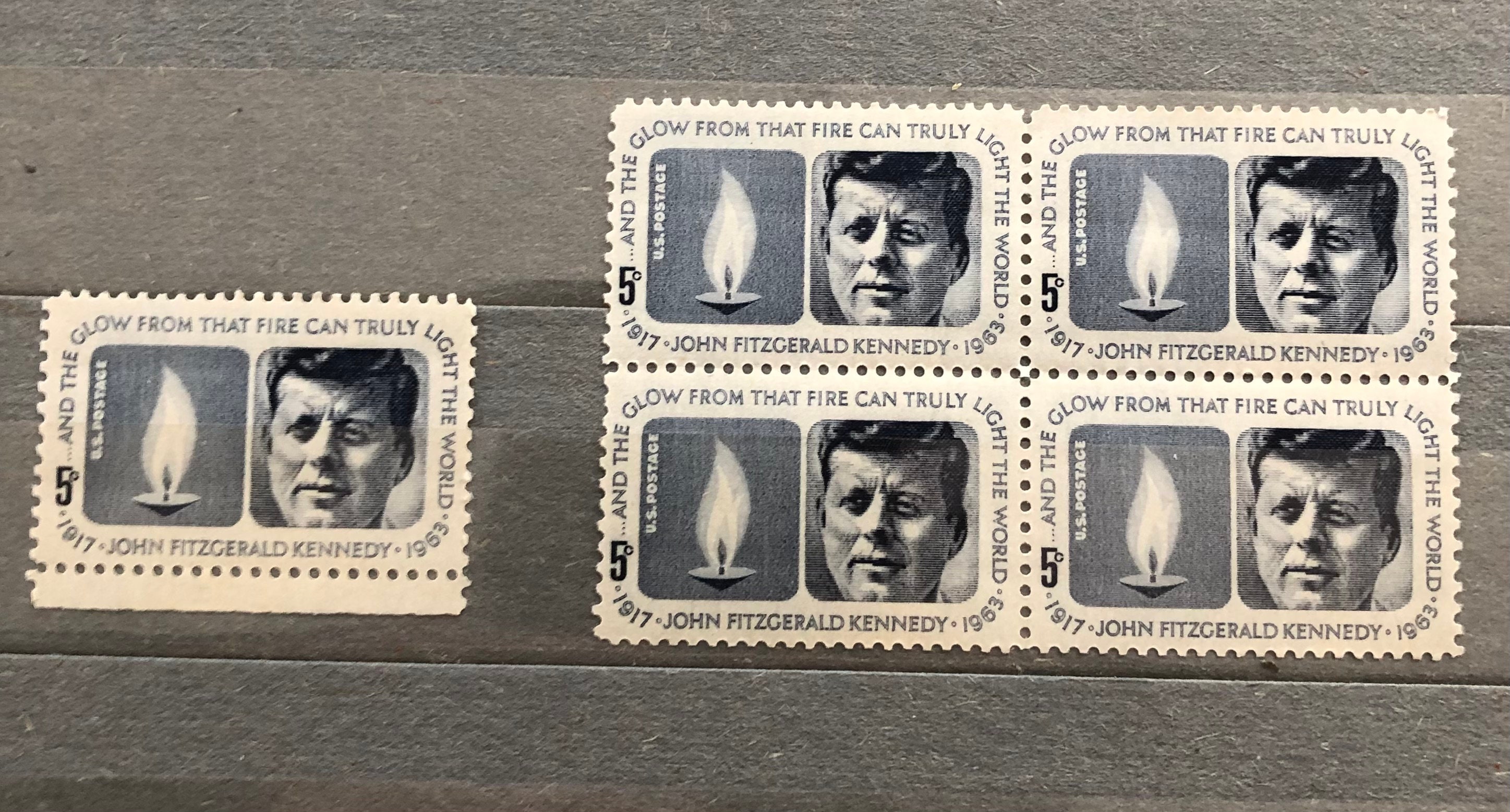 USA Postage 1964 John Kennedy Vintage Stamps Block of 4 &1 Single New ...