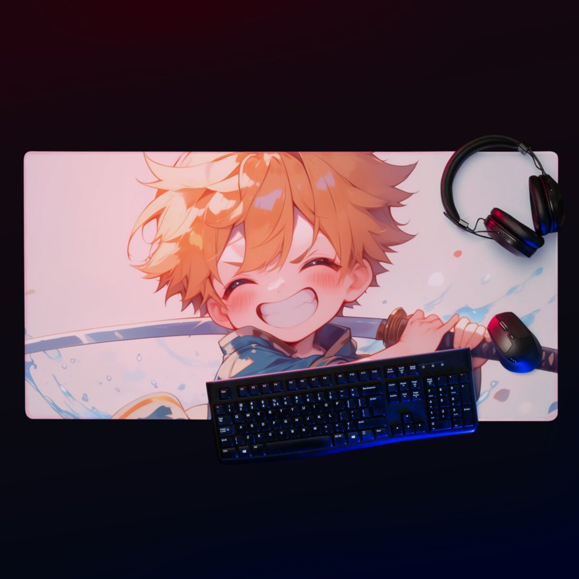 Kawaii Anime Boy With Katana Mat Cute Manga Inspired Design, Play Mat ...