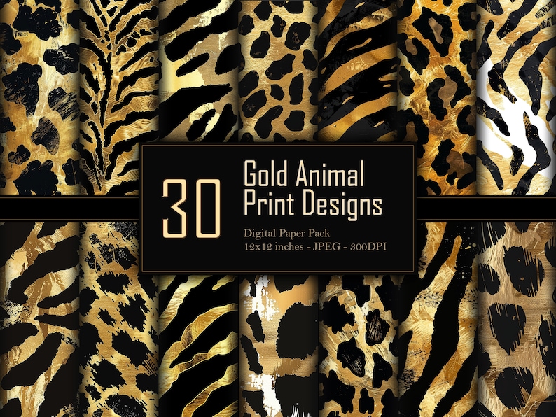 Gold Animal Print Designs, Commercial Use, 300 DPI - Etsy