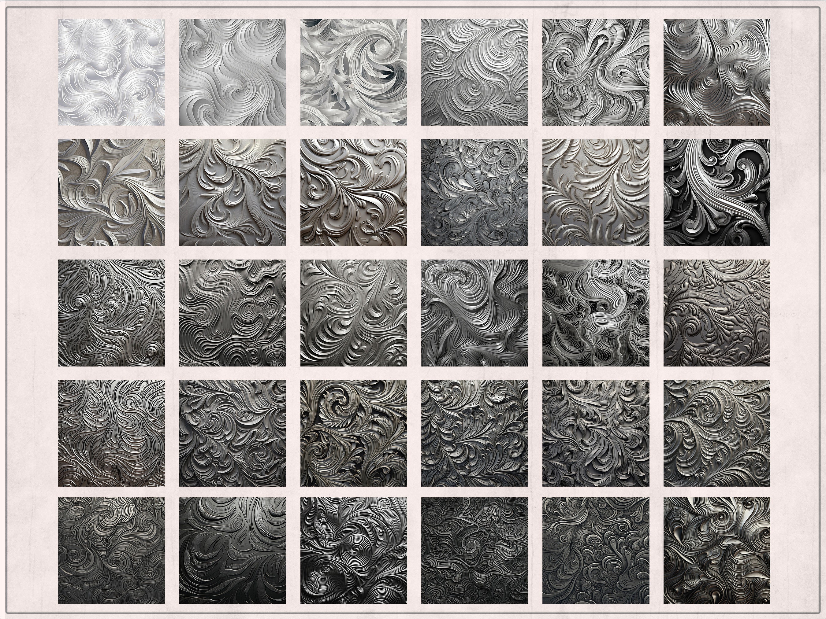 Pristine Platinum Swirls Digital Paper Pack - 50 Images, Luxury Metal ...