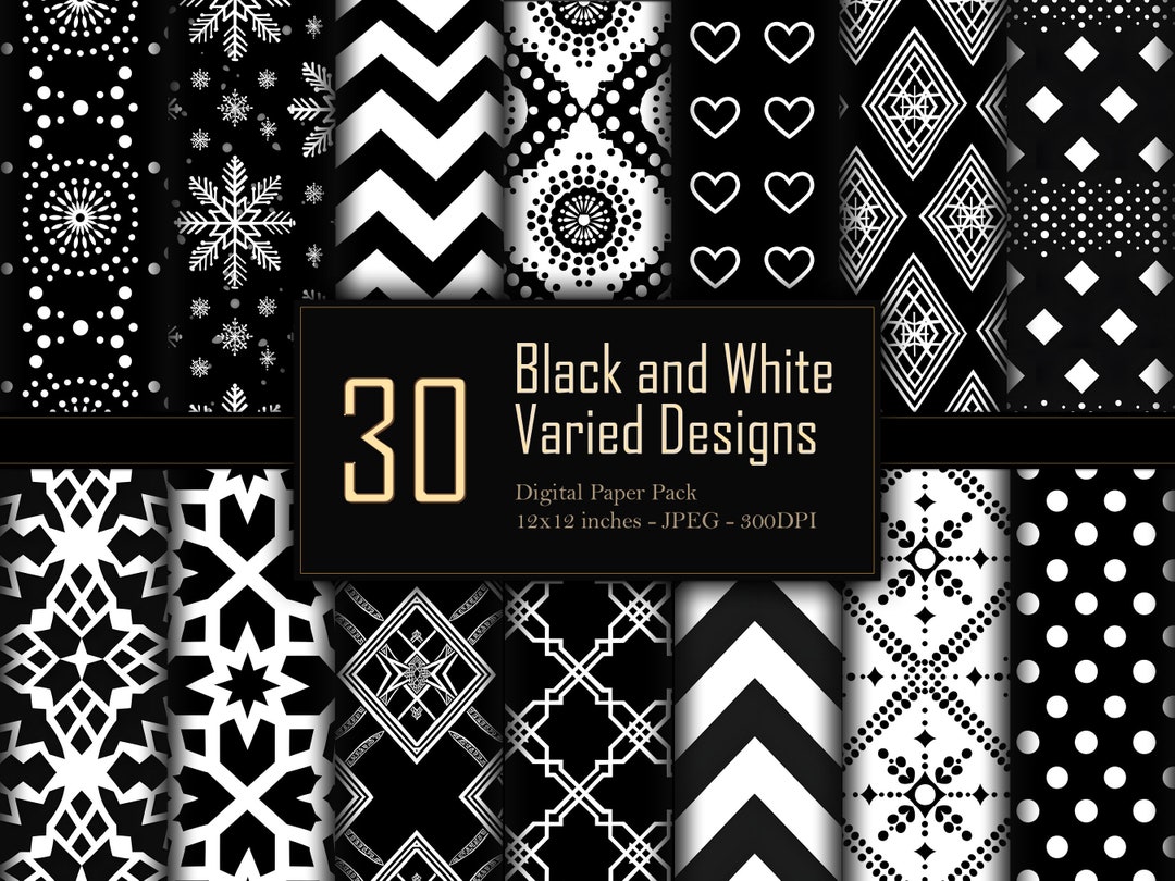 Black and White Varied Designs, Commercial Use, 300 DPI - Etsy
