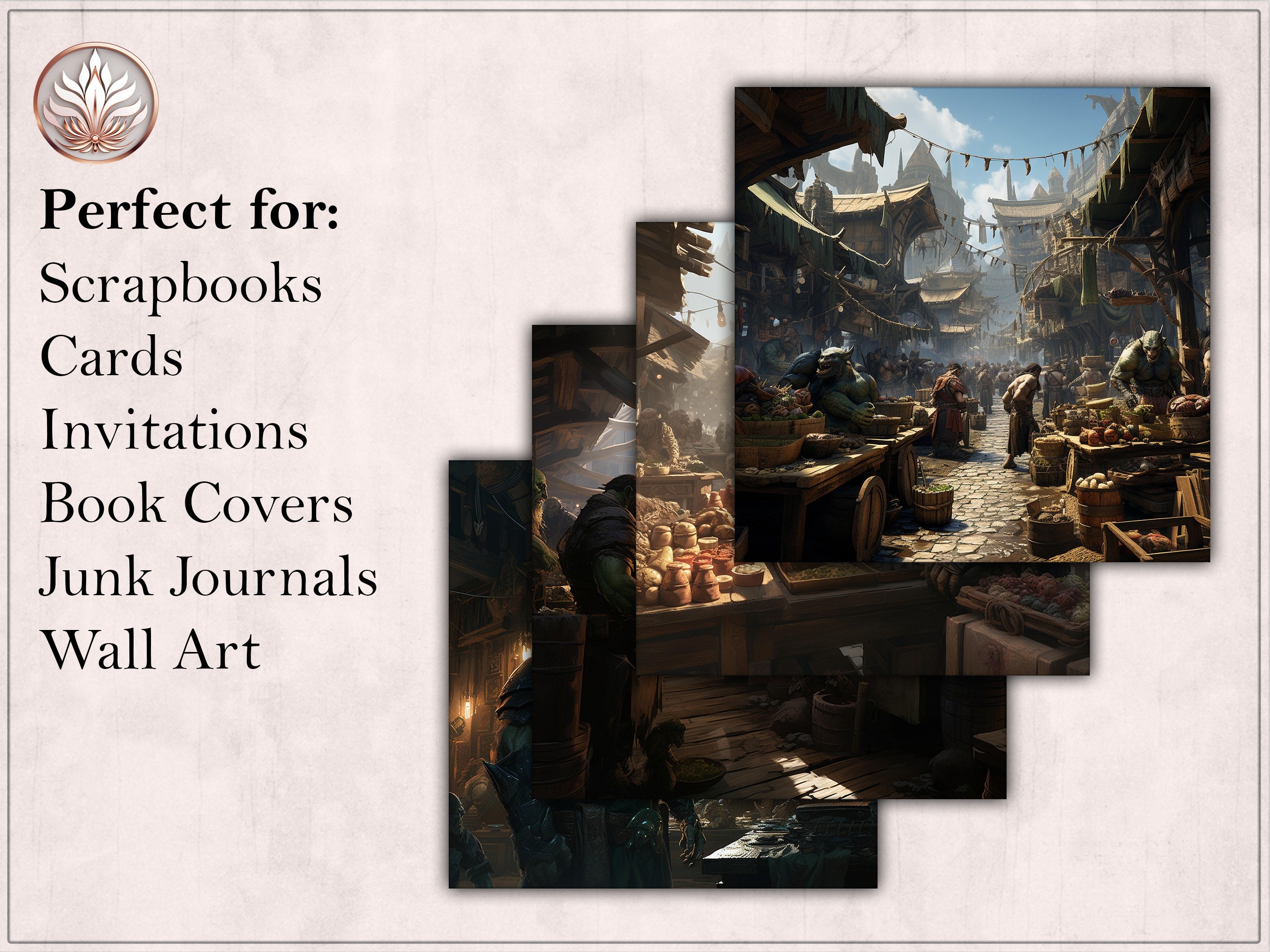 Fantasy Orc & Goblin Market Digital Paper Pack, Mystical Marketplace ...