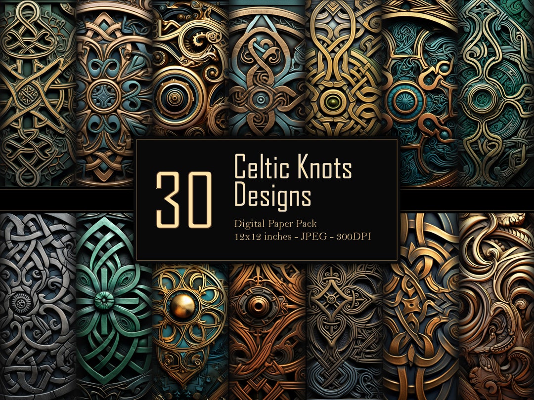 Celtic Knots and Designs Digital Paper Pack, Celtic Art, Commercial Use ...